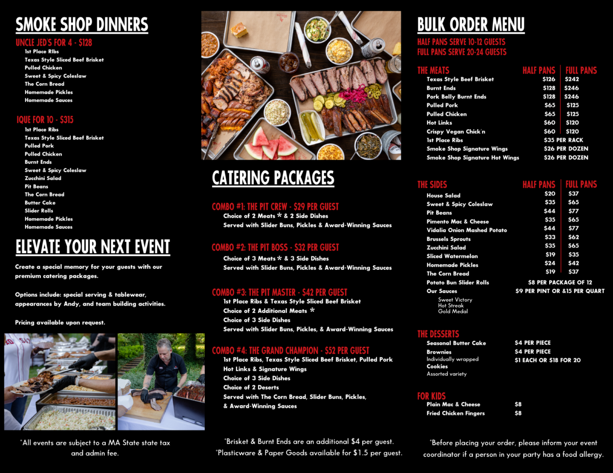 Catering Menu - The Smoke Shop BBQ